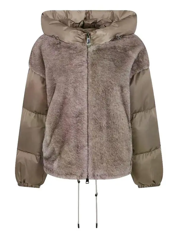 BETTA CORRADI Textured-panel Hooded Jacket - Brown