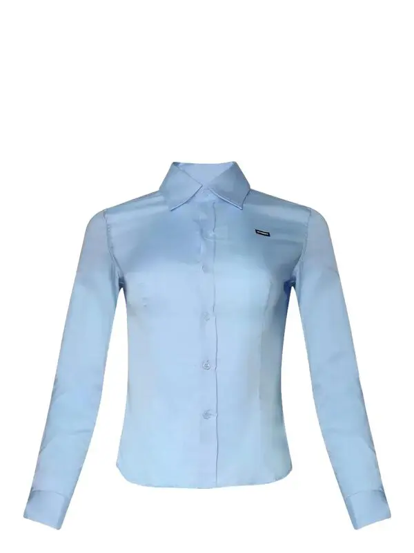 Vetements Fitted Logo Patch Shirt - Blue