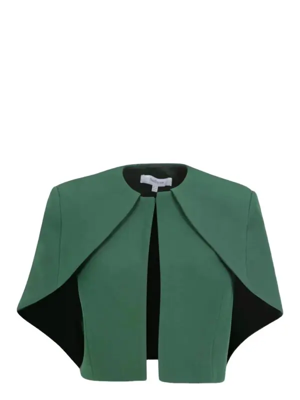 Safiyaa Cropped Cape With Layered Detailing - Green