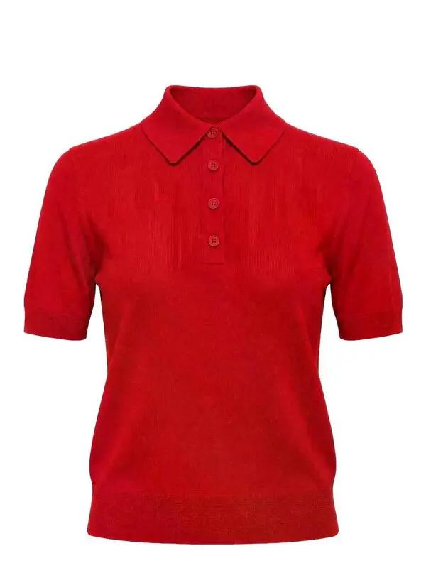 TOCCIN Rue Short-sleeve Cashmere Polo Shirt - Red