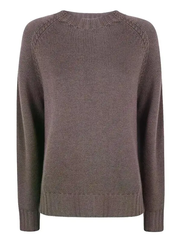 Rossopuro Knitted Raglan Sleeve Sweater - Brown