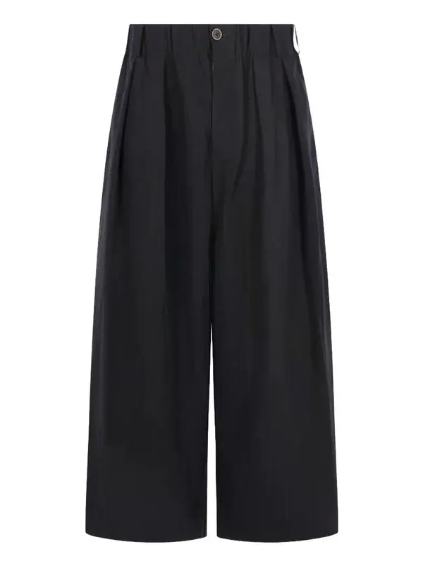 UMA WANG Pleated Cropped Trousers - Black