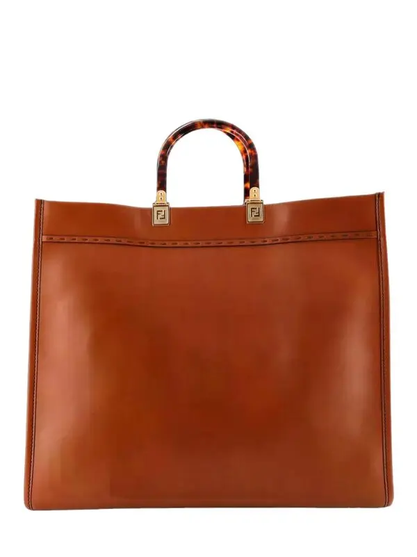 Fendi Sunshine Shopper Leather Large Tote Bag - Brown