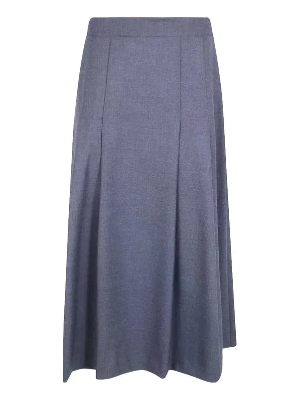 Antonelli Firenze Pleated Wool Midi Skirt - Grey