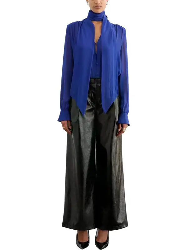 TOCCIN Kaila Tie-neck Button-front Blouse - Blue