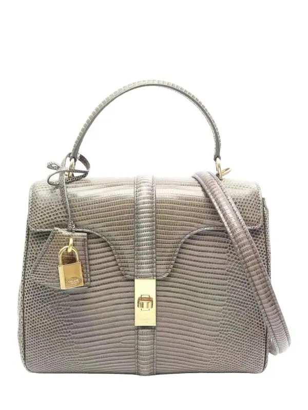 Celine 2000s Small 16 Lizard-effect Tote Bag - Grey