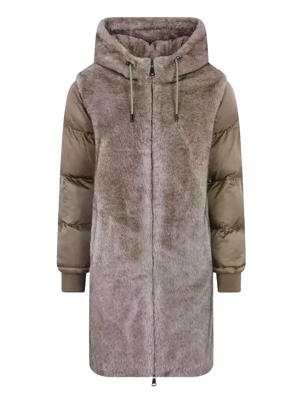 BETTA CORRADI Textured-panel Padded Coat - Brown