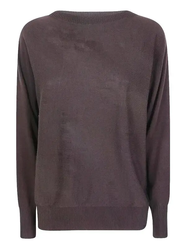 D.exterior Fine Knit Crew Neck Sweater - Brown