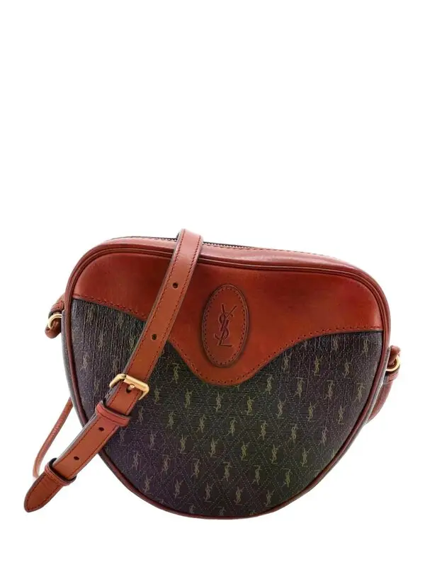 Saint Laurent Monogram Coated Canvas And Leather Crossbody Bag - Brown
