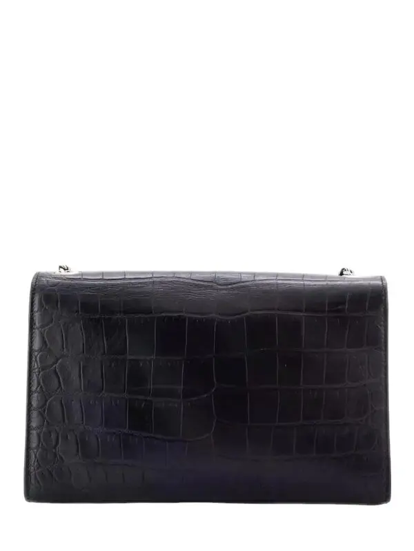 Saint Laurent Classic Monogram Tassel Crocodile Embossed Leather Crossbody Bag - Black