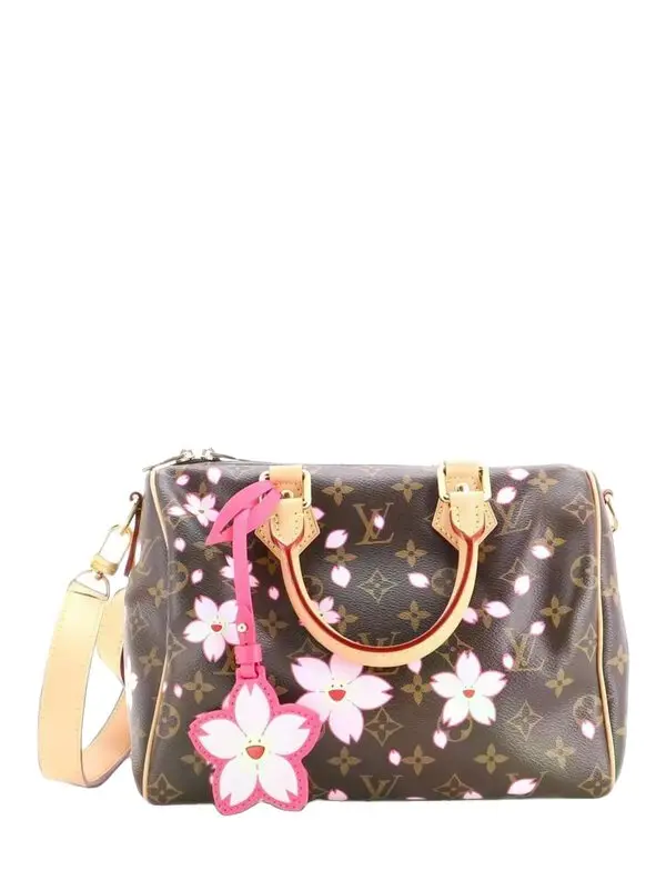 LOUIS VUITTON X Takashi Murakami Limited Edition Cherry Blossom Monogram Speedy 25 Satchel - Brown