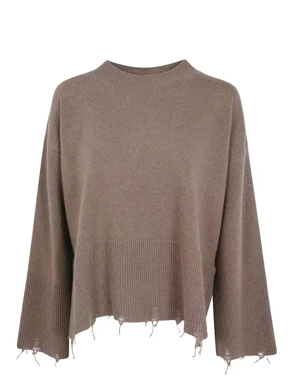 Laboratorio Capri Distressed Effect Ribbed Trim Sweater - Brown