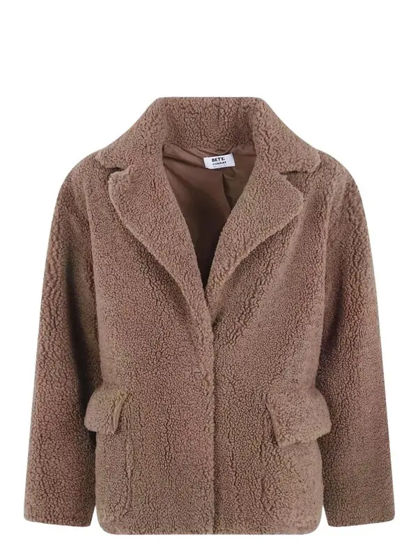 BETTA CORRADI Teddy Texture Notched Lapels Coat - Brown
