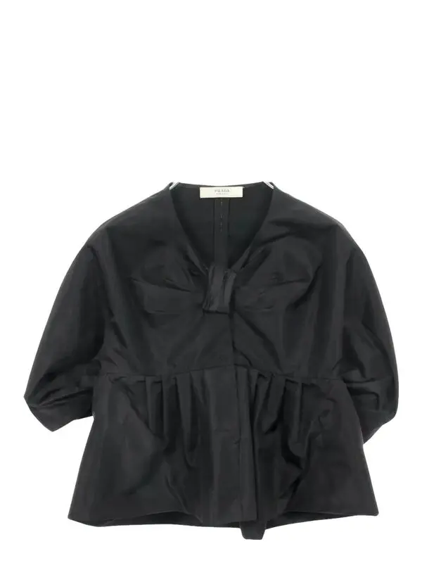 Prada V-neck Bow Detail Blouse - Black
