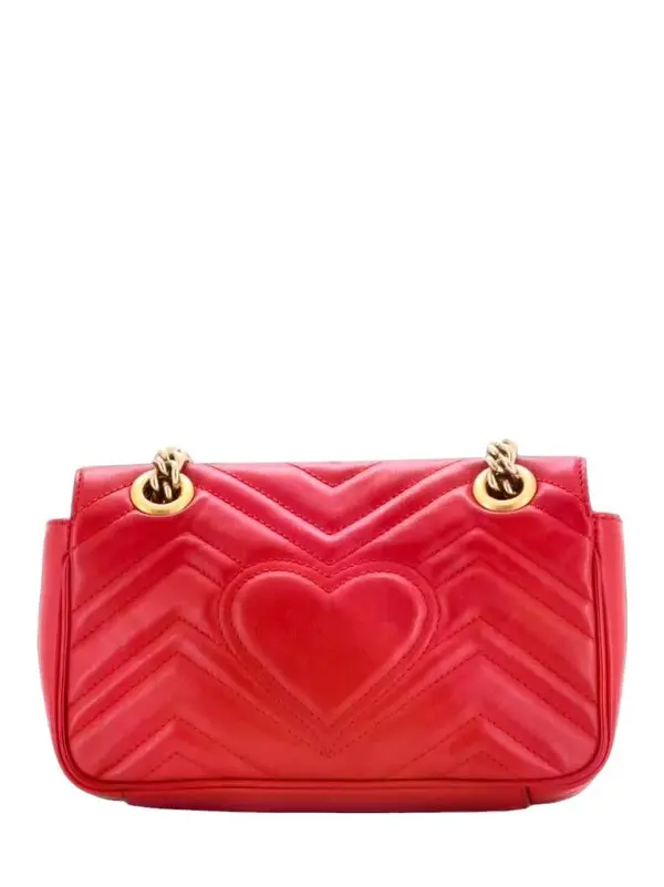 Gucci Gg Marmont Flap Bag Matelassé Leather Mini Crossbody - Red