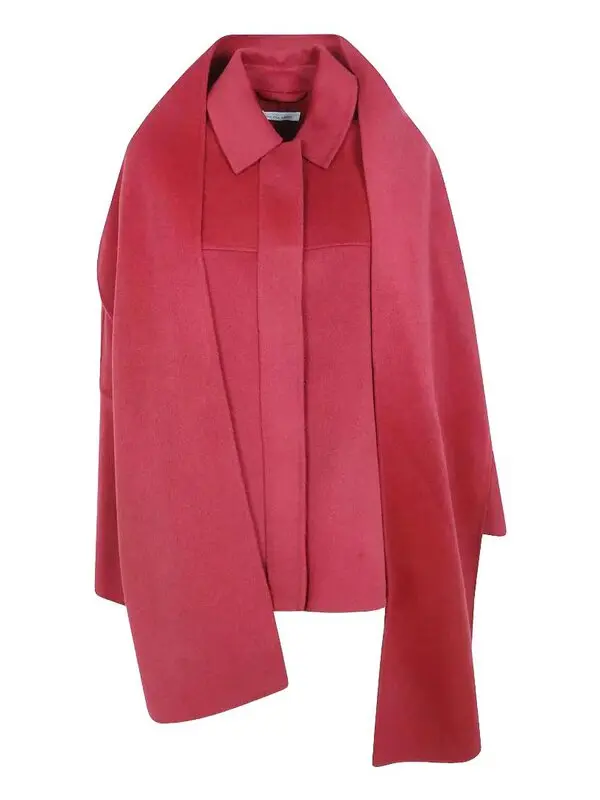 Liviana Conti Wool Coat With Scarf Detail - Red