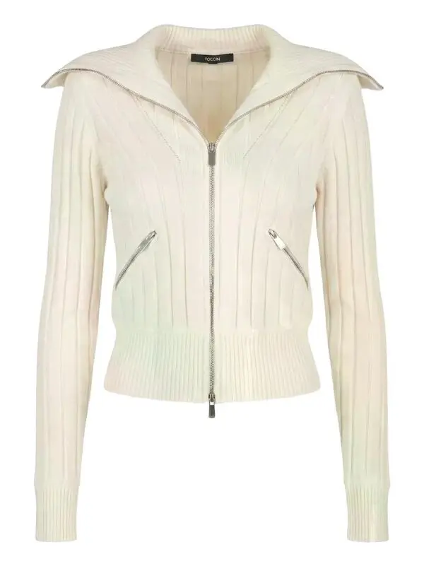 TOCCIN Holly Zip-front Cardigan - Neutrals