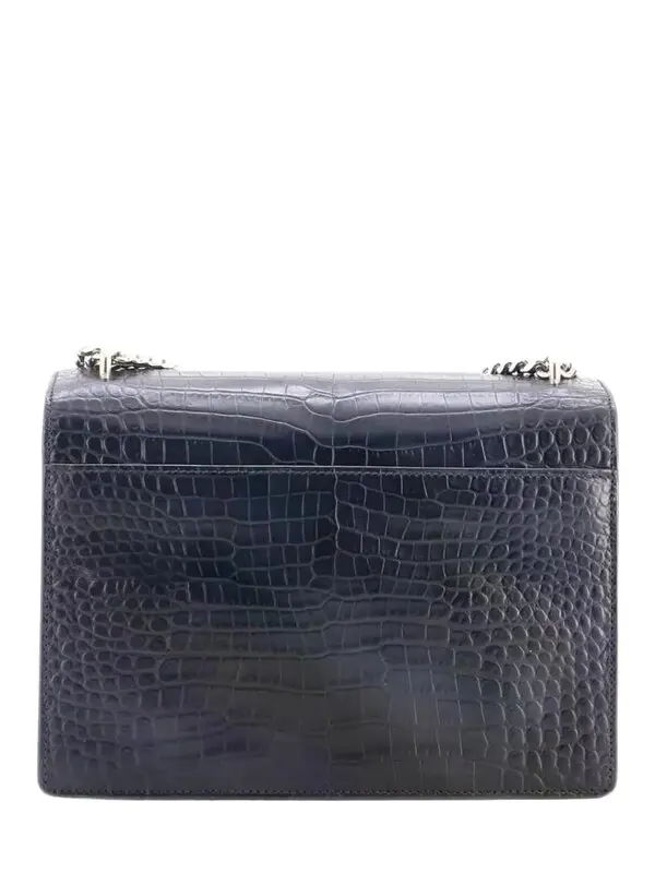 Saint Laurent Sunset Crocodile Embossed Leather Medium Crossbody Bag - Blue