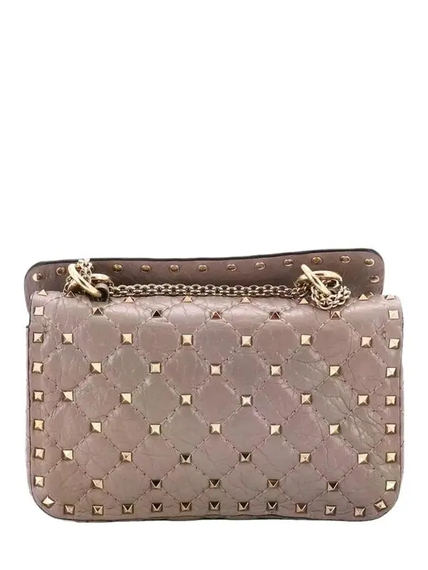 Valentino Garavani Rockstud Spike Flap Bag Quilted Leather Small Cross Body Bag - Grey