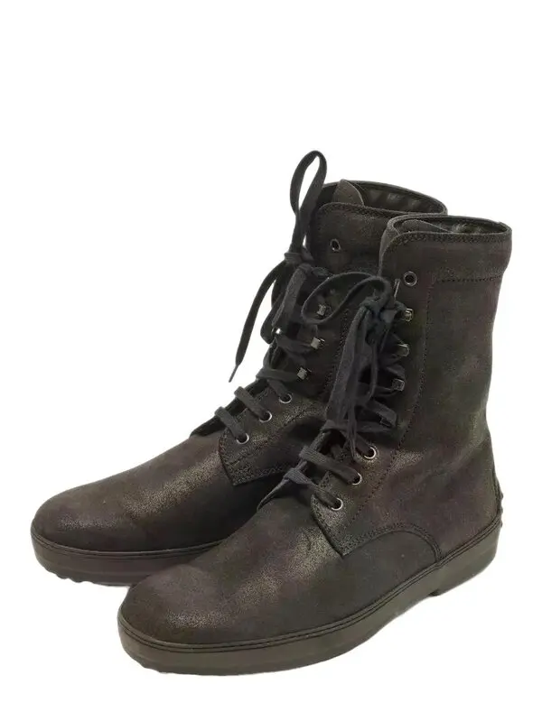 TOD'S Suede Lace-up Combat Boots - Black