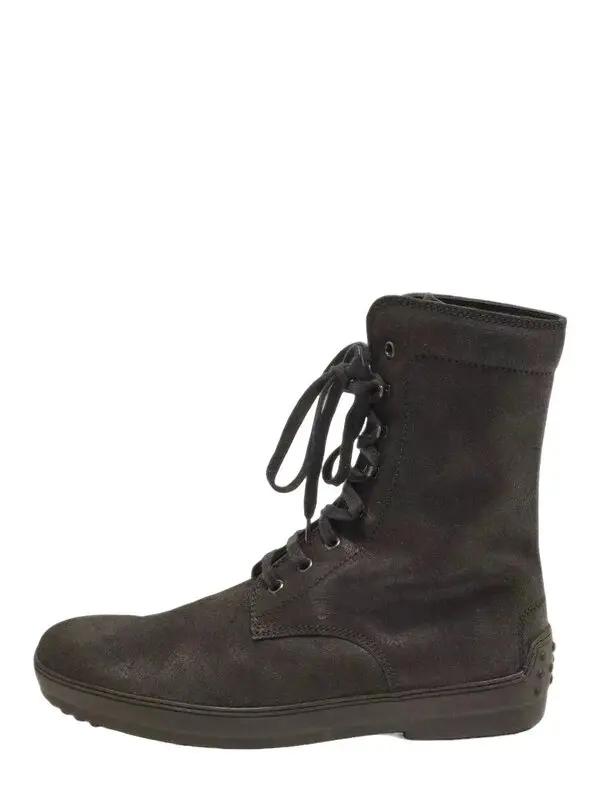 TOD'S Suede Lace-up Combat Boots - Black