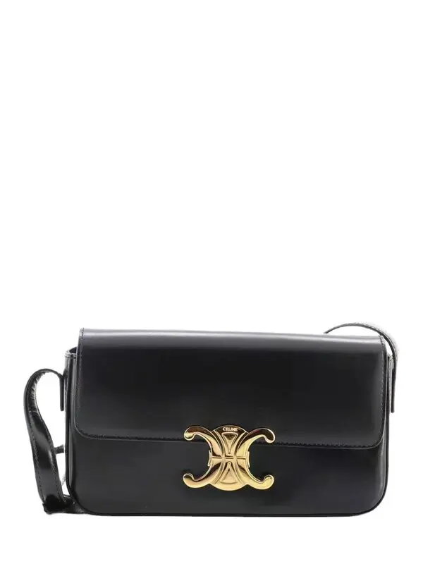 Celine Triomphe East-west Smooth Calfskin Shoulder Bag - Black