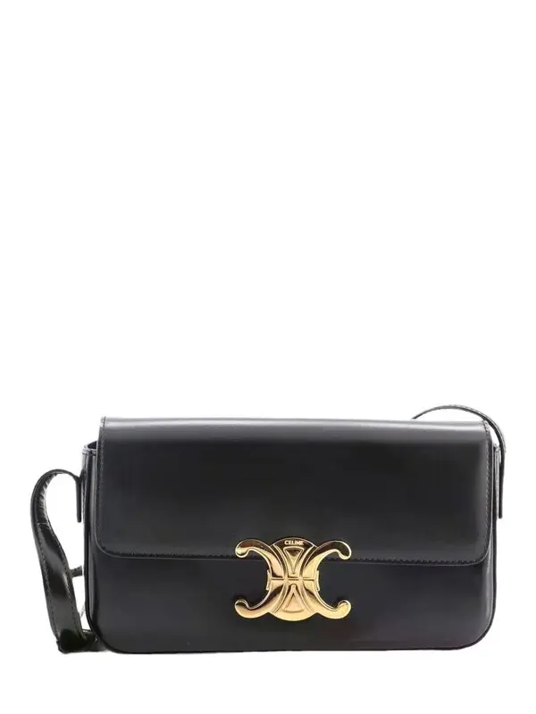 Celine Triomphe East-west Smooth Calfskin Shoulder Bag - Black