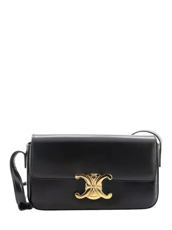 Celine Triomphe East-west Smooth Calfskin Shoulder Bag - Black