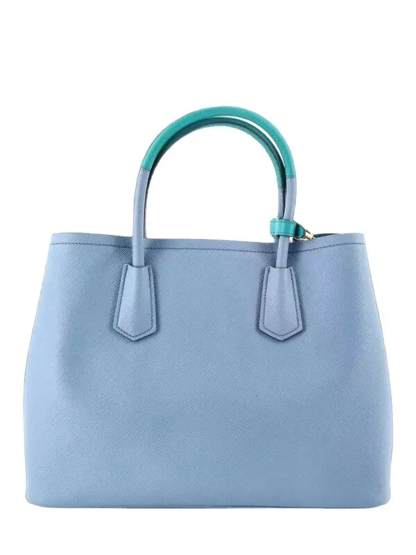 Prada Cuir Double Saffiano Leather Medium Tote Bag - Blue