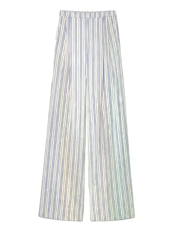 FORTE_FORTE Striped Pleated Trousers - White