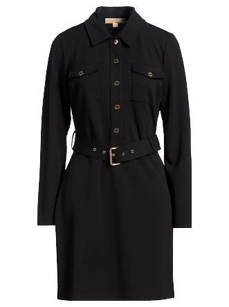 Michael Kors Long Sleeve Mini Shirt Dress - Black
