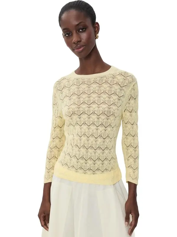 Vince Fine Lace Crew Neck Sweater - Dandelion