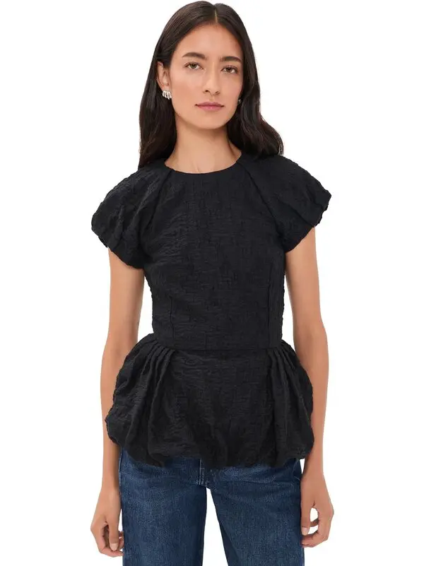 MSGM Peplum Blouse - Black