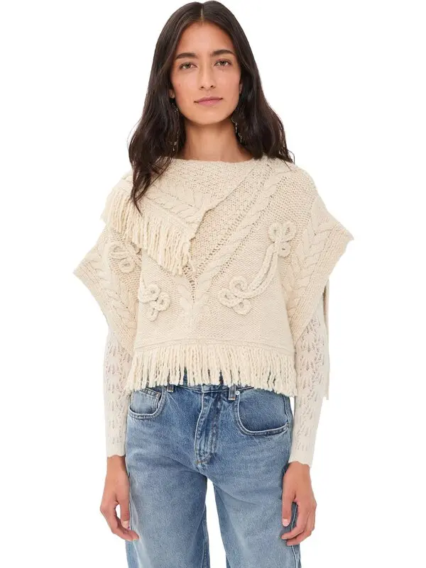 Isabel Marant Étoile Kacie Wool-blend Fringe Trim Top - Ecru