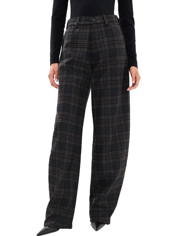 DARKPARK Tartan Barrel Leg Pants - Blue/grey/red