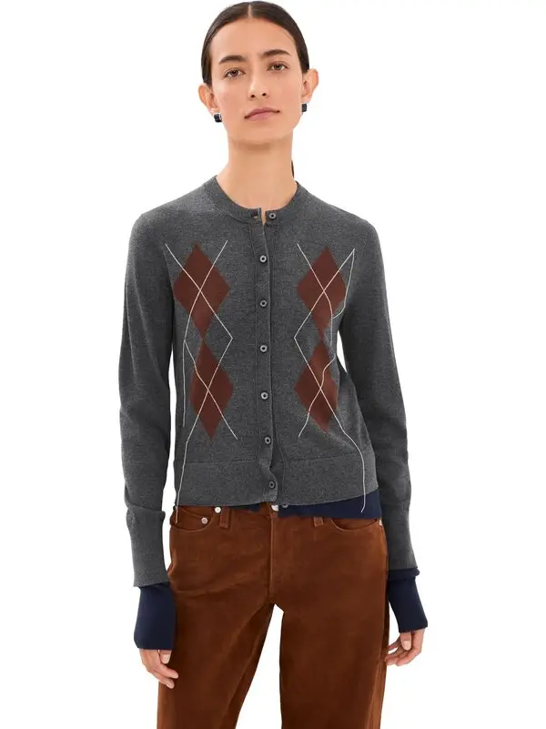 Acne Studios Double-layered Cardigan - Dark Grey/multi