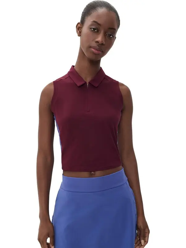 Adidas Beyond Crop Polo Tank - Maroon