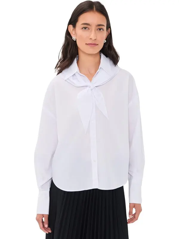 ANOTHER GIRL Boxy Shirt With Neck Scarf - White