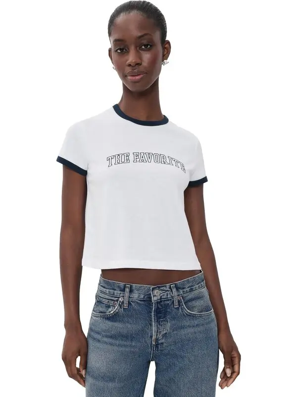 FAVORITE DAUGHTER The Cropped Favorite Tee - White/grey