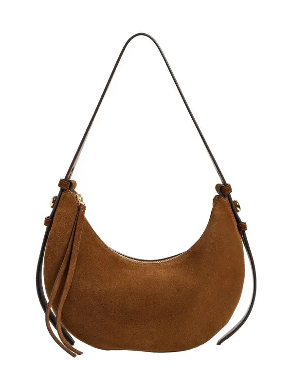 Tory Burch Suede Half Moon Bag - Caramel