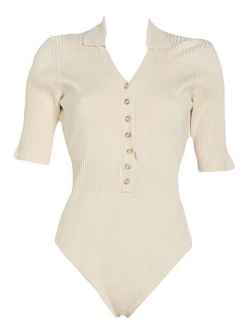 Jacquemus Ribbed Knit Bodysuit - White