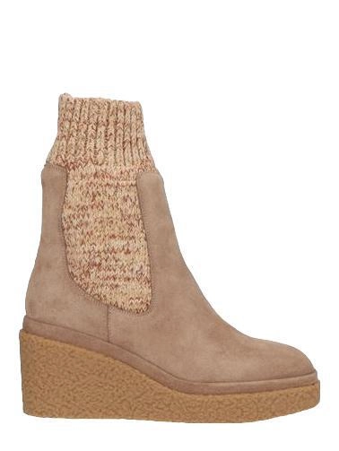 ALMA EN PENA Suede And Knitted Wedge Ankle Boots - Beige