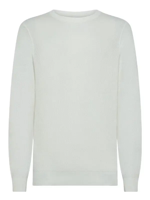 SUN 68 Micro Honeycomb Crew Knitted Jumper - White