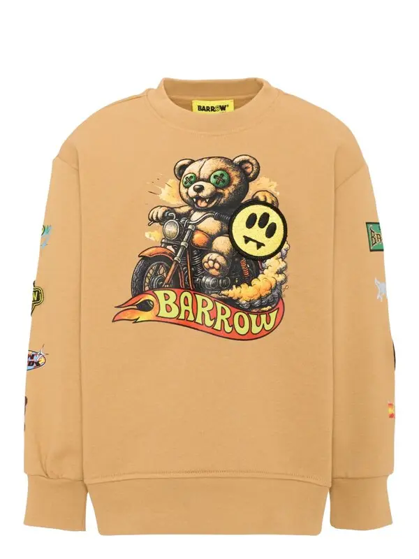 BARROW Graphic-print Patch-detail Sweatshirt - Beige