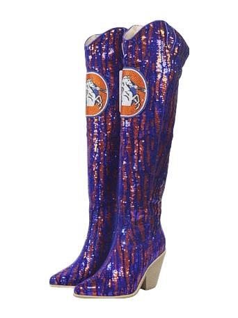CUCE Denver Broncos Over-the-knee Two-tone Sequin Boots - Blue