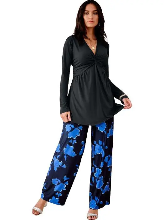 Roaman's Shirred Empire Waist Tunic - Black
