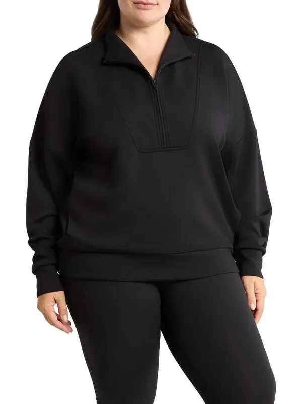 Zella Soft Luxe Half Zip Pullover - Black