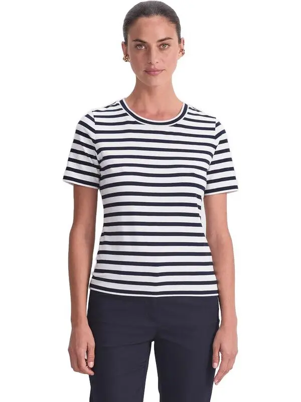 SPORTSCRAFT Striped Crew Neck T-shirt - Navy/white