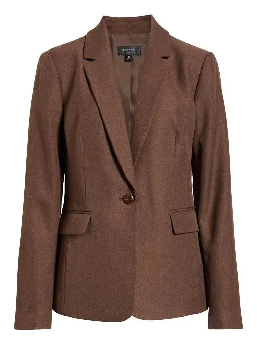 TAHARI ASL Peak Lapel Blazer - Walnut