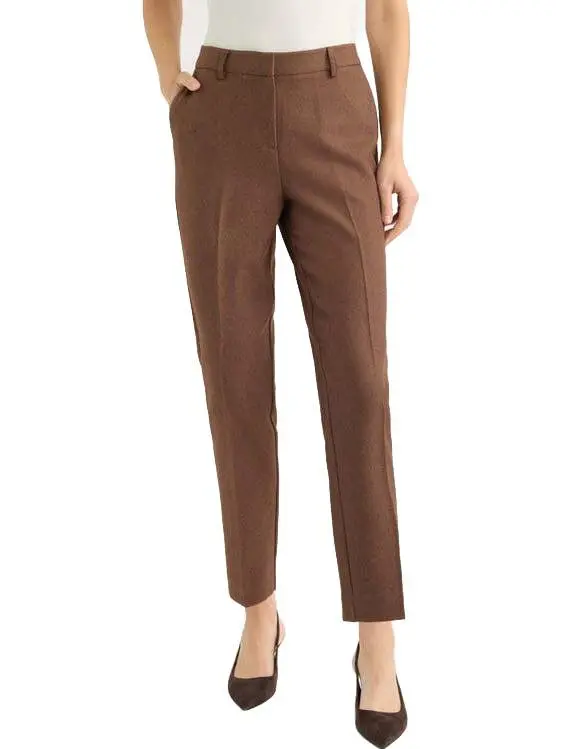 TAHARI ASL Classic Herringbone Trousers - Walnut